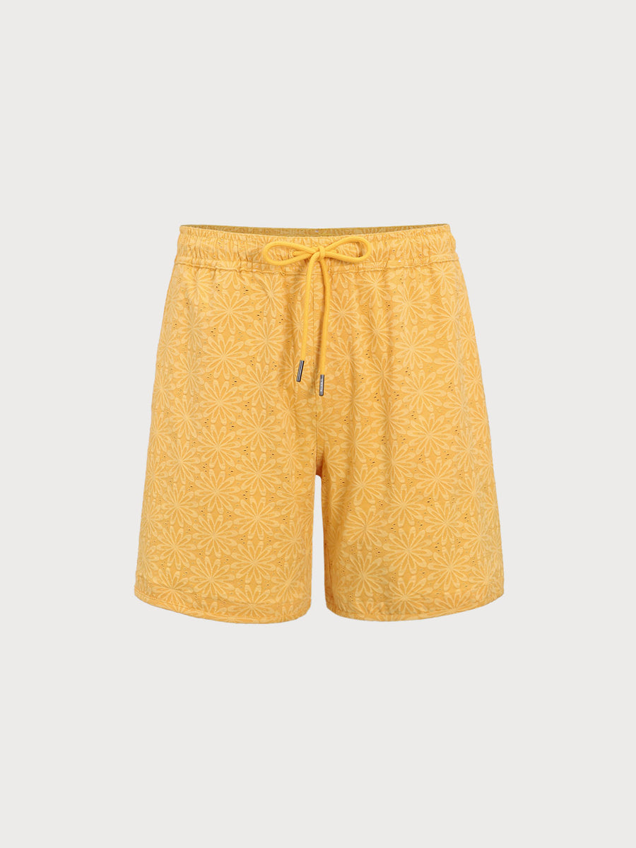 Yellow Jacquard Beach Men's 7" Swimming Trunks & Reviews - Yellow ...
