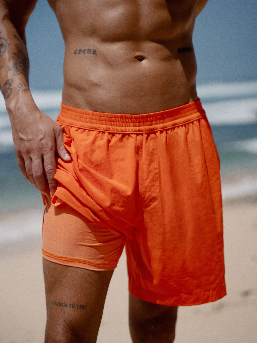 Hapnix - The Orange Men's 7" Swim Trunks & Reviews - Orange ...