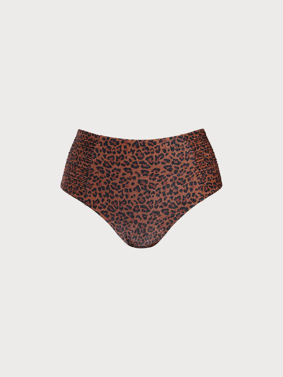 Leopard Print Plus Size Bikini Bottom & Reviews - Dark Coffee ...