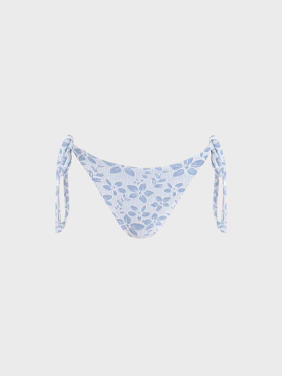 Light Blue Textured Floral Tie Bikini Bottom & Reviews - Light Blue ...