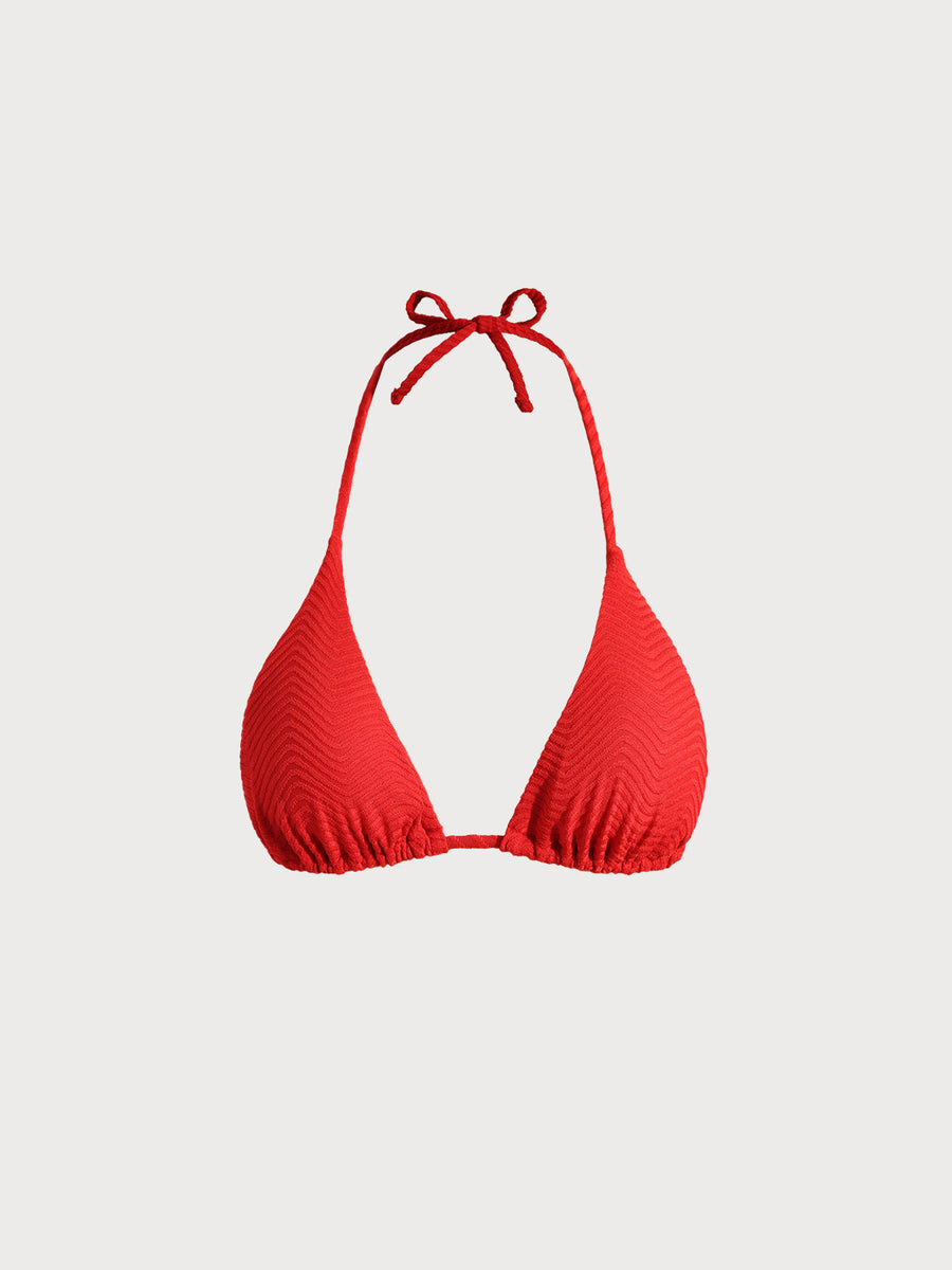 Red Textured Halter Bikini Top & Reviews - Red - Sustainable Bikinis ...