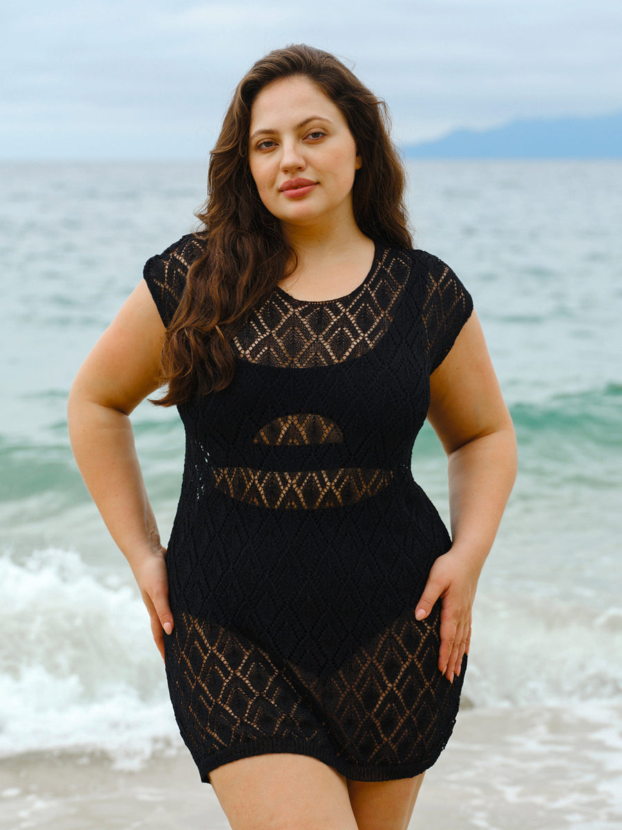 Black Plus Size Cover Up & Reviews - Black - Sustainable Plus Size ...