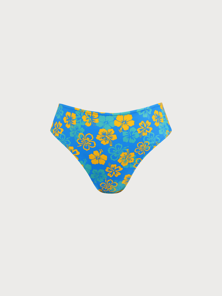 Floral Mid Cut Leg Plus Size Bikini Bottom & Reviews - Blue ...