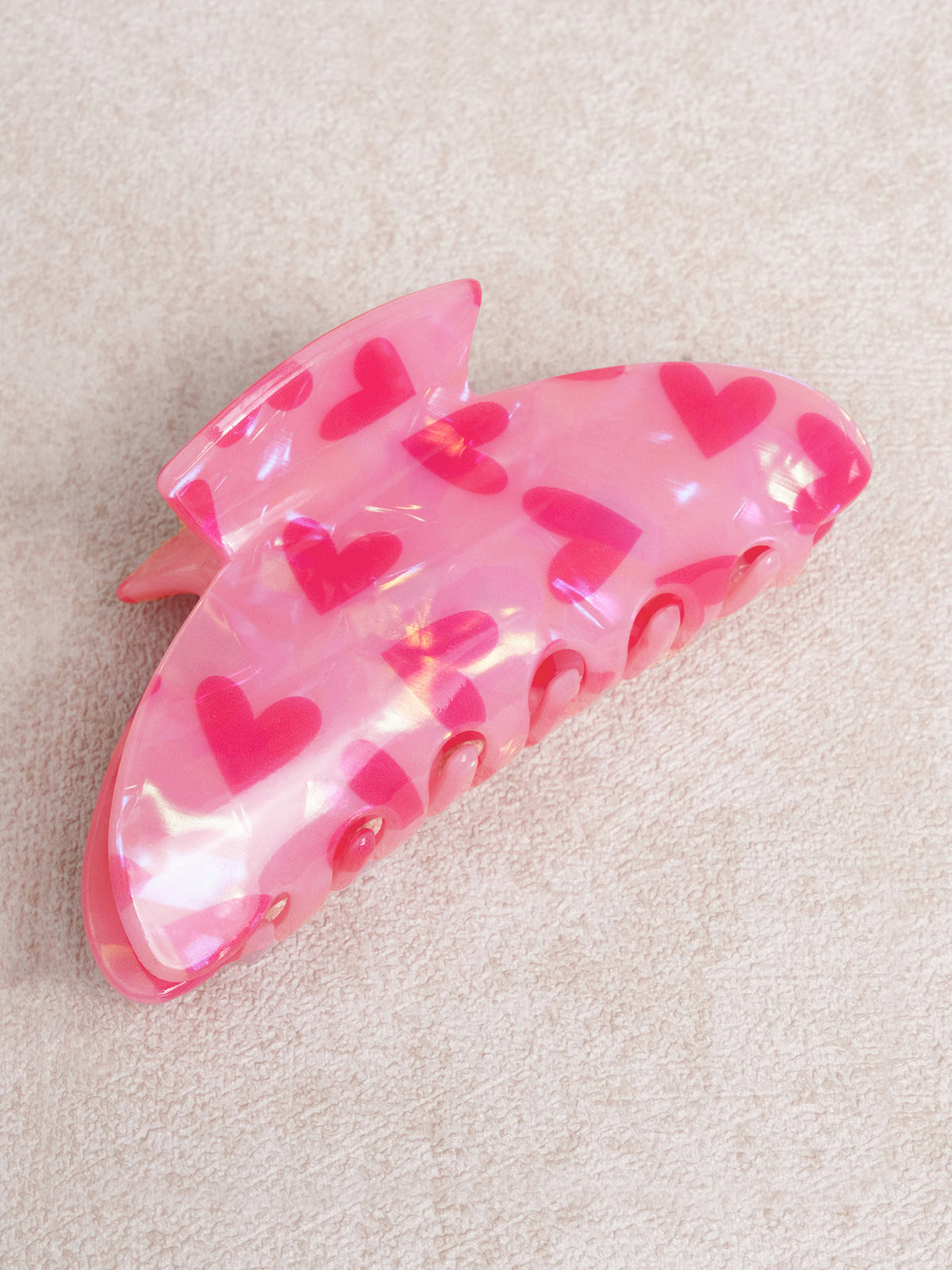 Pink Heart Print Claw Hair Clip & Reviews - Pink - Sustainable Hair ...